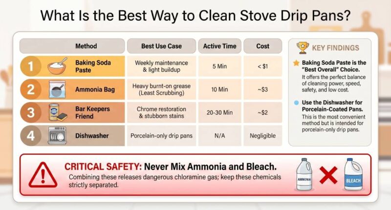 How to Clean Stove Drip Pans (4 Methods Ranked)